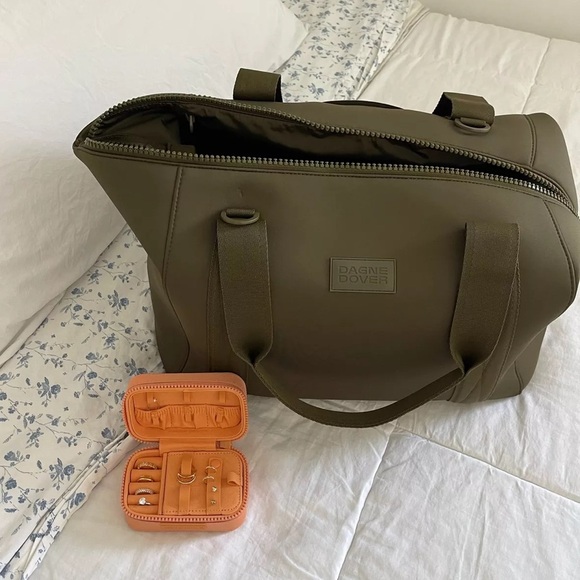 Dagne Dover | Bags | Dagne Dover Landon Extra Large Neoprene Carryall In Dark Moss | Poshmark